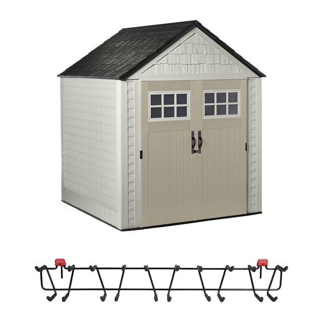 Rubbermaid Utility Garden Large 7x7 Feet Resin Outdoor Storage Shed ...