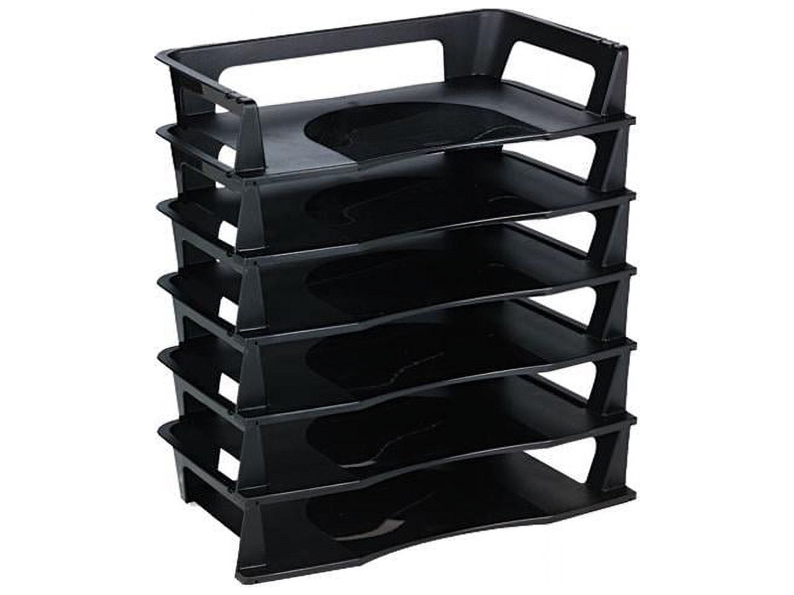 Rubbermaid Regeneration Stackable Letter Tray, 6-Tier, Plastic, Black ...