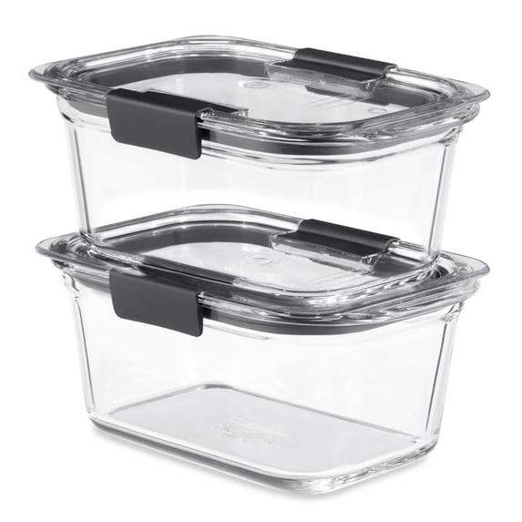 Rubbermaid Brilliance Glass Food Storage Containers, 2-Pack with Lids ...