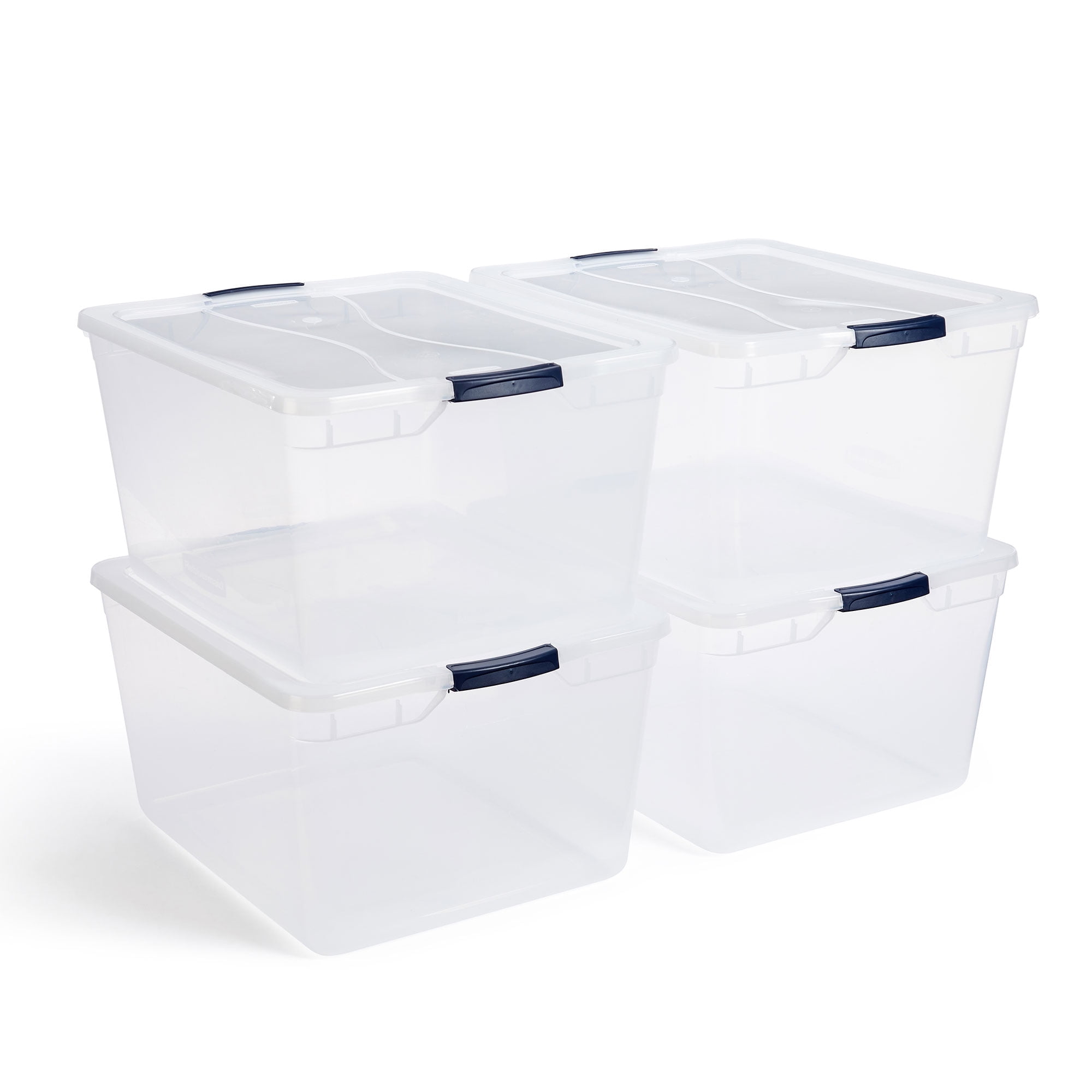 Rubbermaid Cleverstore 71 Qt Clear Plastic Storage Tubs with Lid, 4 ...