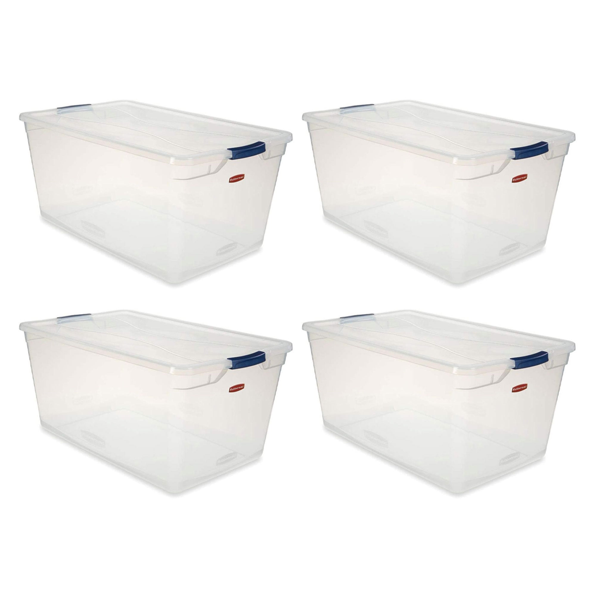 Rubbermaid Plastic Storage Tote Bin Container with Lid, Clear, Solid ...