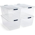 Rubbermaid Cleverstore 95 Qt Clear Storage Tote w/ Secure Lid, 4 Pack ...