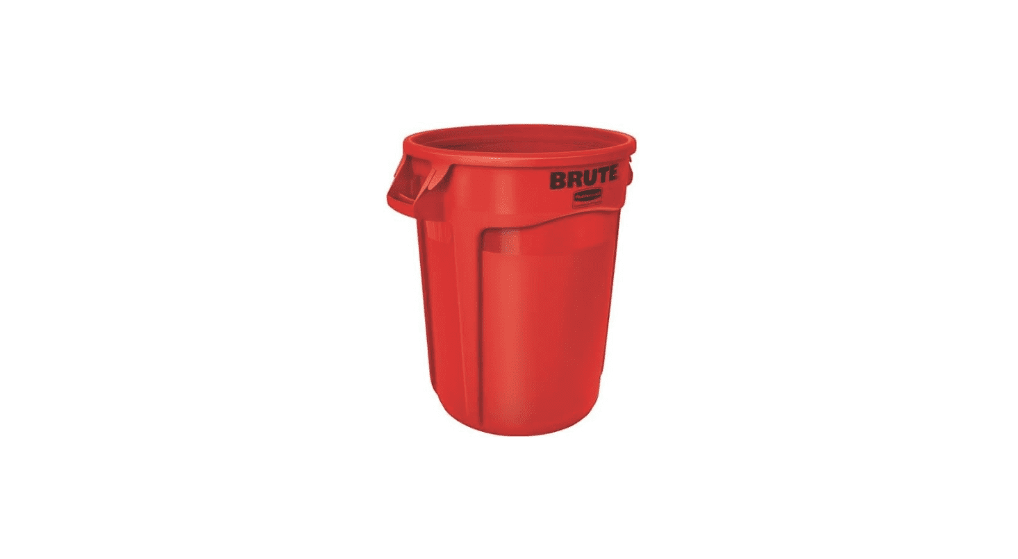 Rubbermaid Commercial 32 gal Round Trash Can, Red, Open Top, Plastic ...