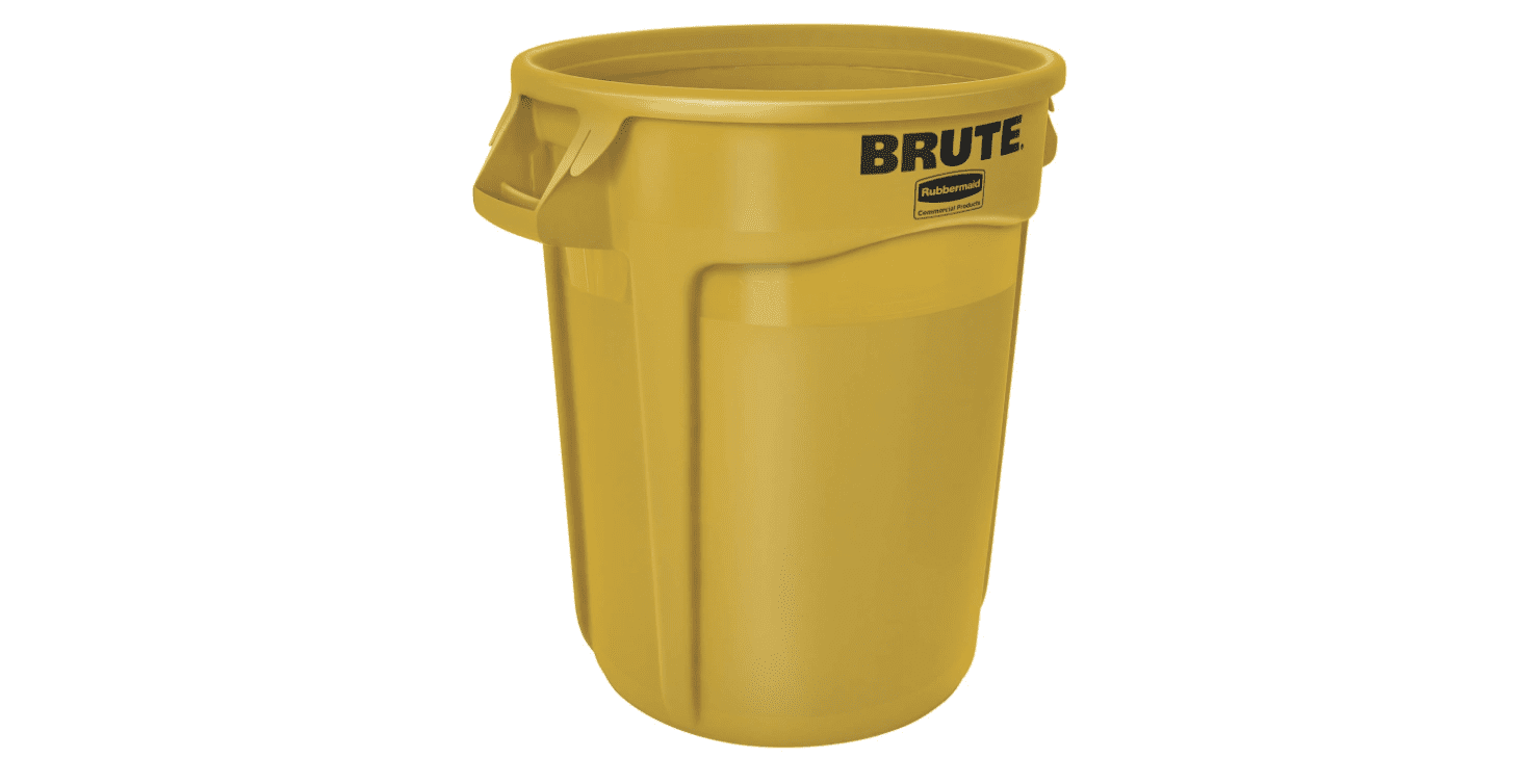 Rubbermaid Commercial 32 gal Round Trash Can, Yellow, Open Top, Plastic ...
