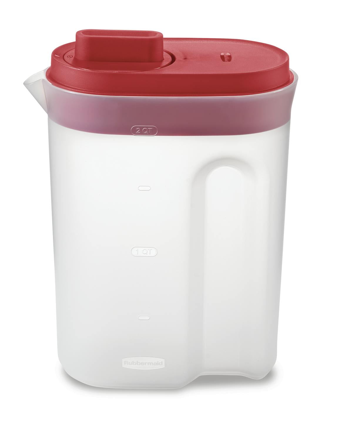 Rubbermaid Compact Plastic Pitcher with Lid, 2 Quart, Red, Dishwasher ...