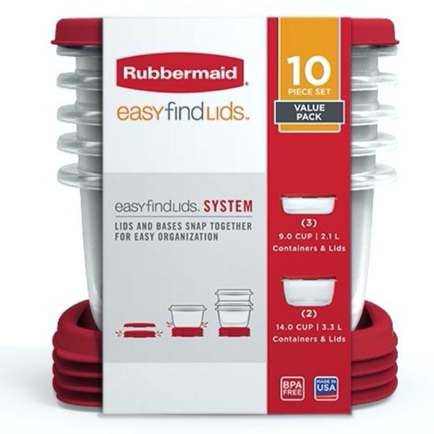 Rubbermaid Easy Find Lids Food Storage Containers, 10-Piece Set ...