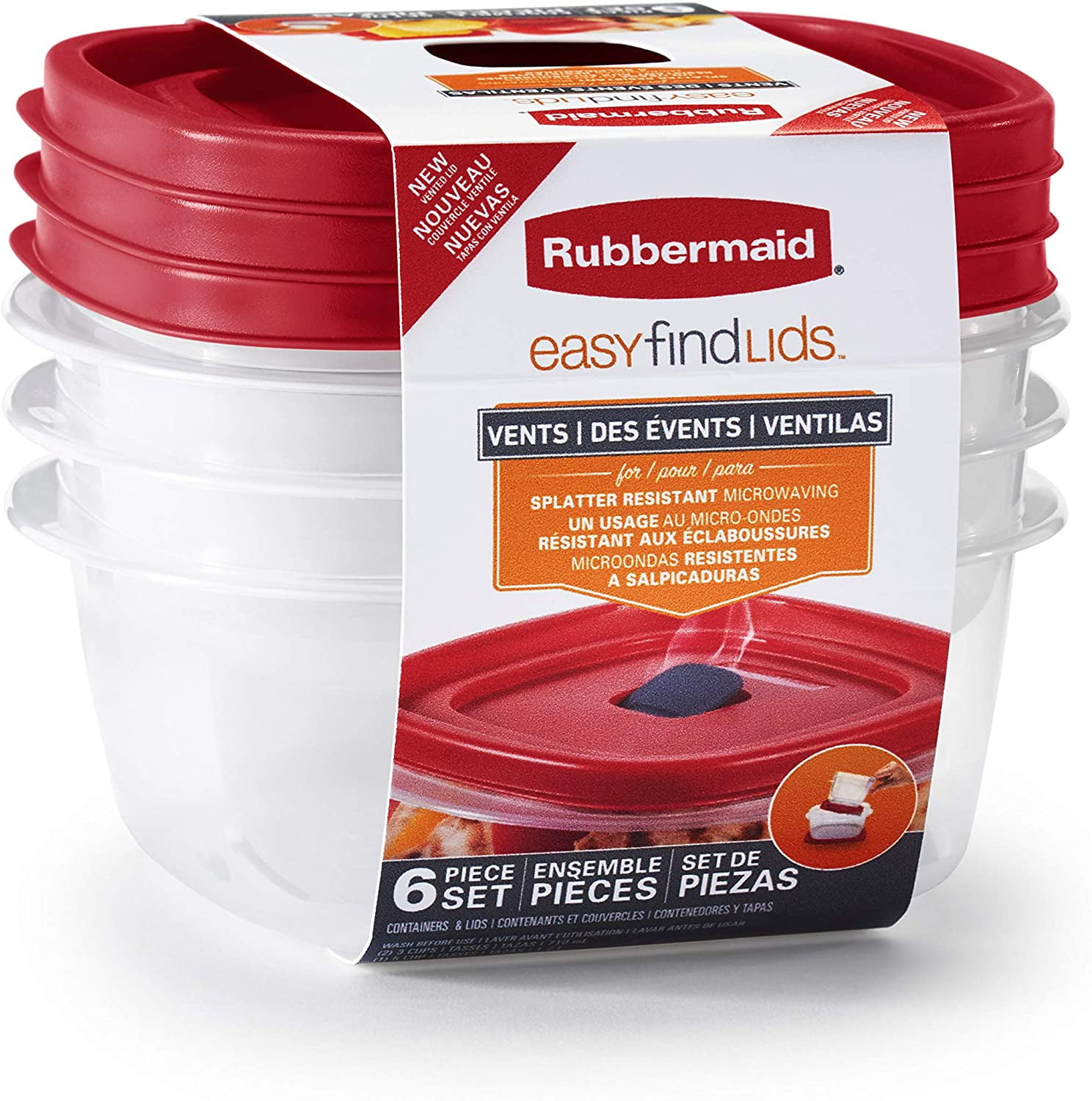 Rubbermaid Easy Find Lids Food Storage and Organization Containers, 3 ...