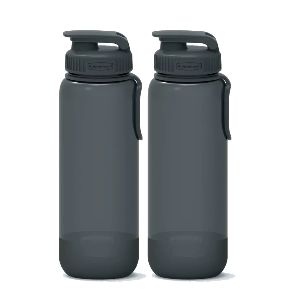 Rubbermaid Essentials 33.3 Oz Gray Plastic Water Bottle, Chug and Sip ...