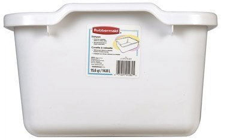 Rubbermaid FG2970ARWHT Dishpan, 15" Kitchen Wash, 15.6 Quart, White, 2 ...