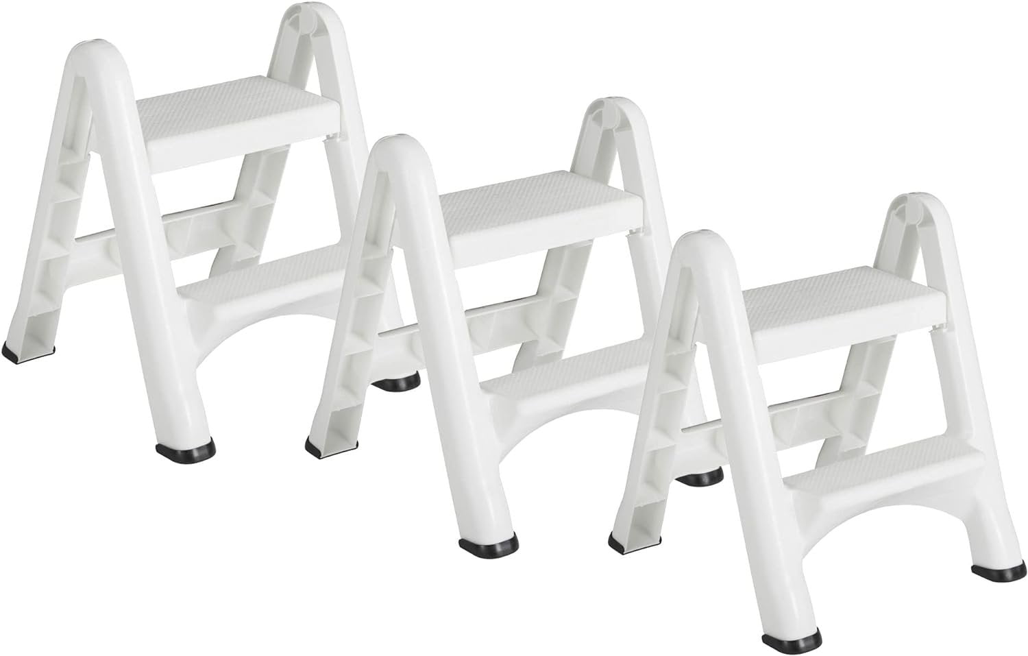 Rubbermaid FG420903WHT EZ Step 2 Step Folding Plastic Ladder Step Stool ...