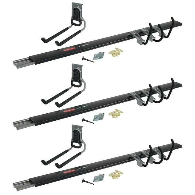 Rubbermaid FastTrack Garage 5 Piece Rail and Hook Kit Storage System (3 Pack) - Walmart.com