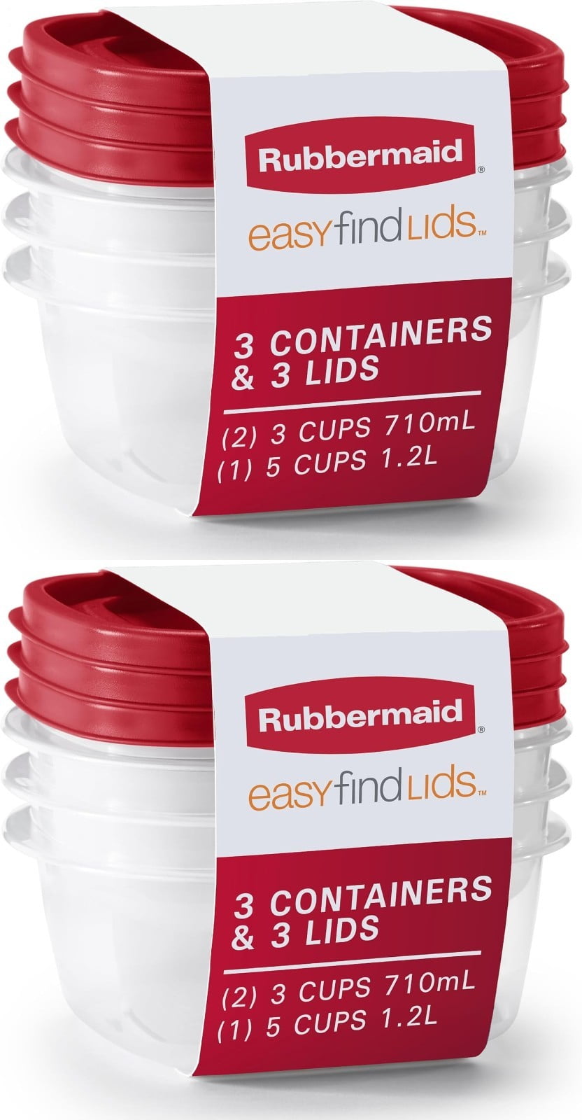Rubbermaid Food Storage Containers Easy Find Vented Lids (4x 3 Cup 2x 5 ...