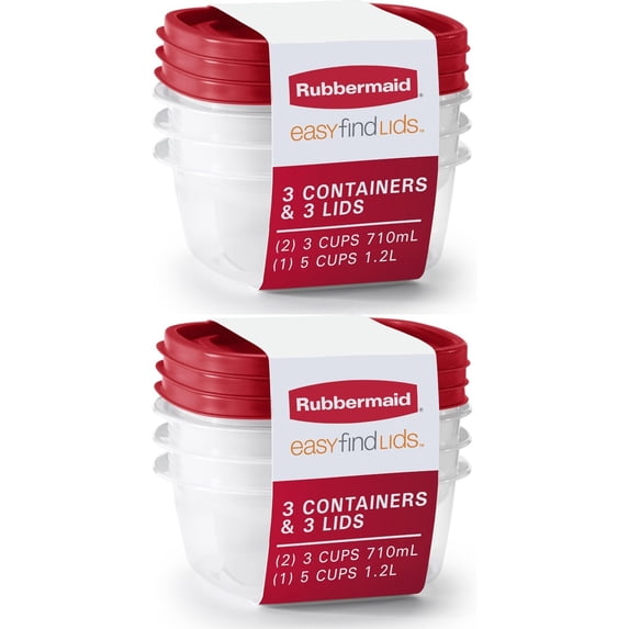 Rubbermaid Food Storage Containers Easy Find Vented Lids (4x 3 Cup 2x 5 ...