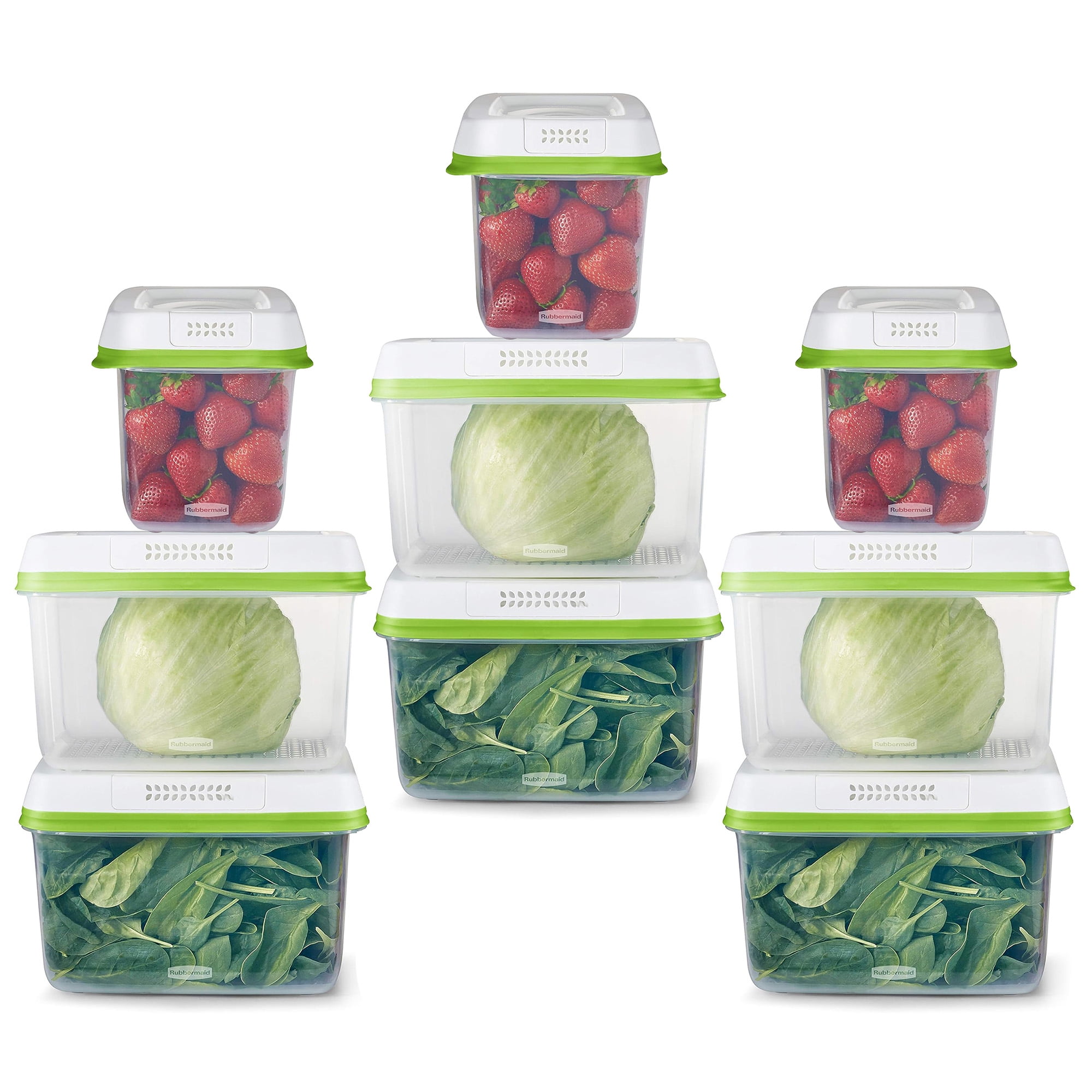 Rubbermaid FreshWorks Clear Food Storage Containers, Medium & Large, 18 ...