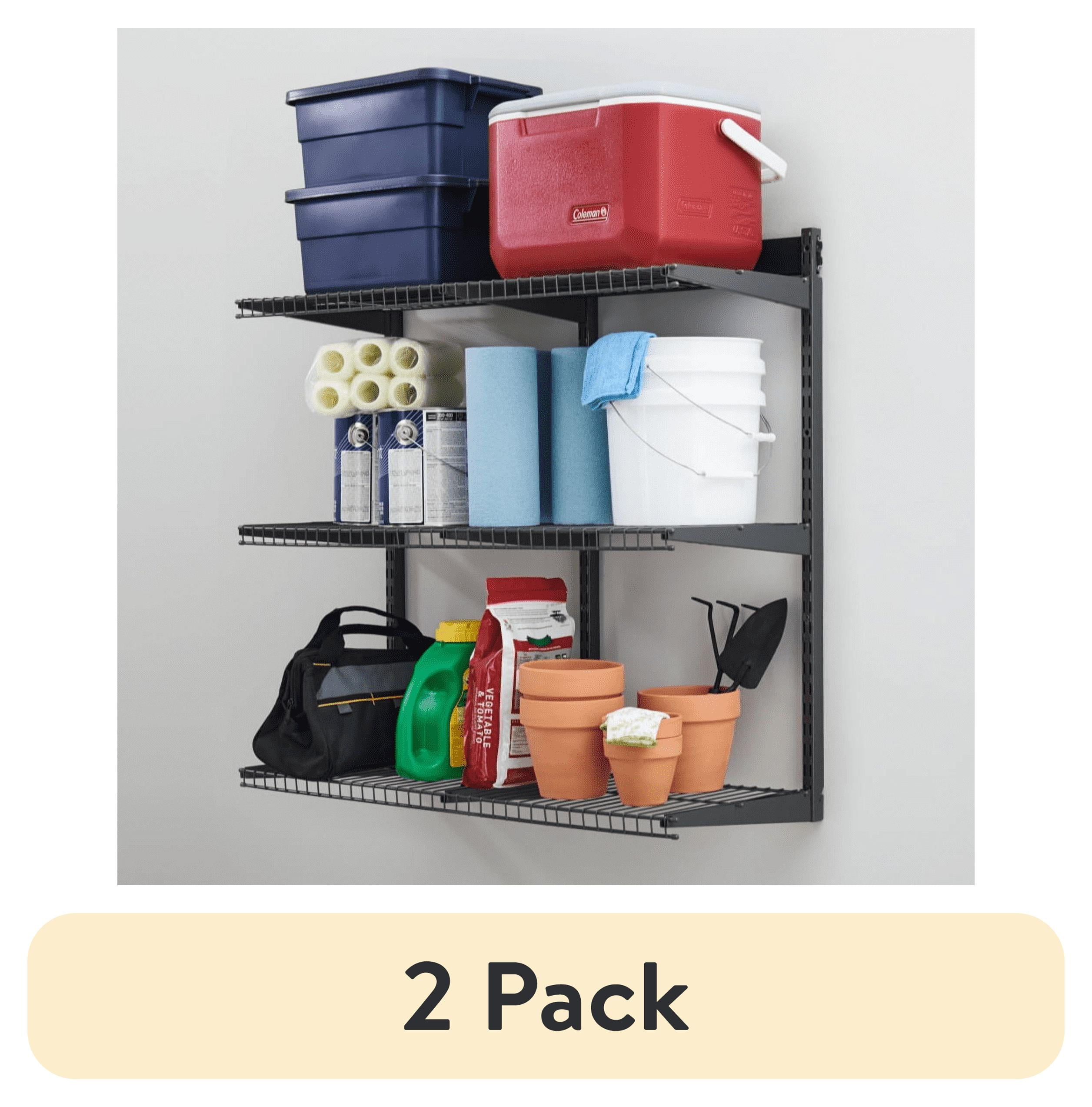 (2 pack) Rubbermaid Garage FastTrack 36" x 12" Shelf Kit, 3-Shelves ...