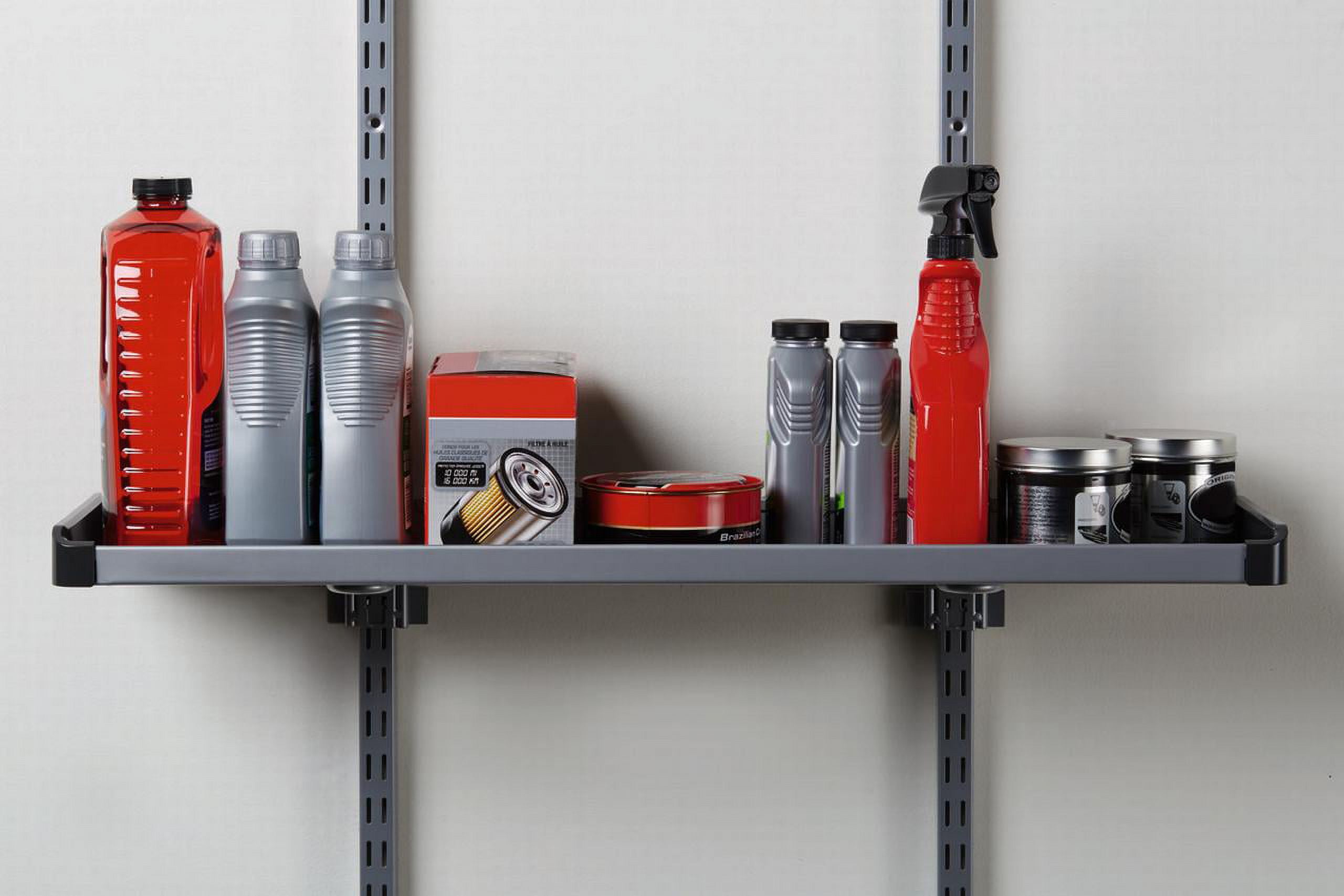 Rubbermaid Garage FastTrack Rail/Upright Large Metal Shelf, Satin ...