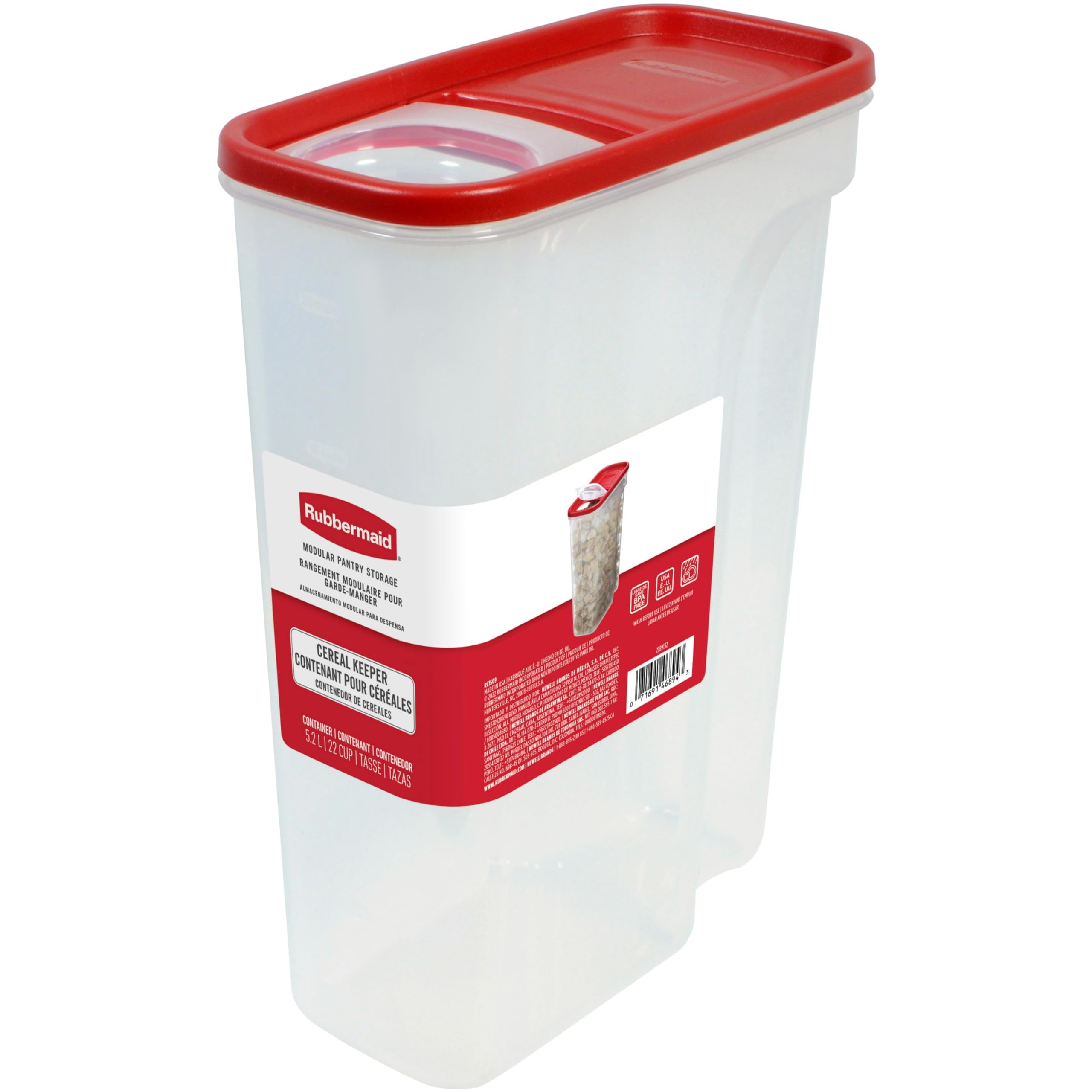 Rubbermaid, Modular Flip-Top Cereal and Food Storage Container, Red, 22 ...
