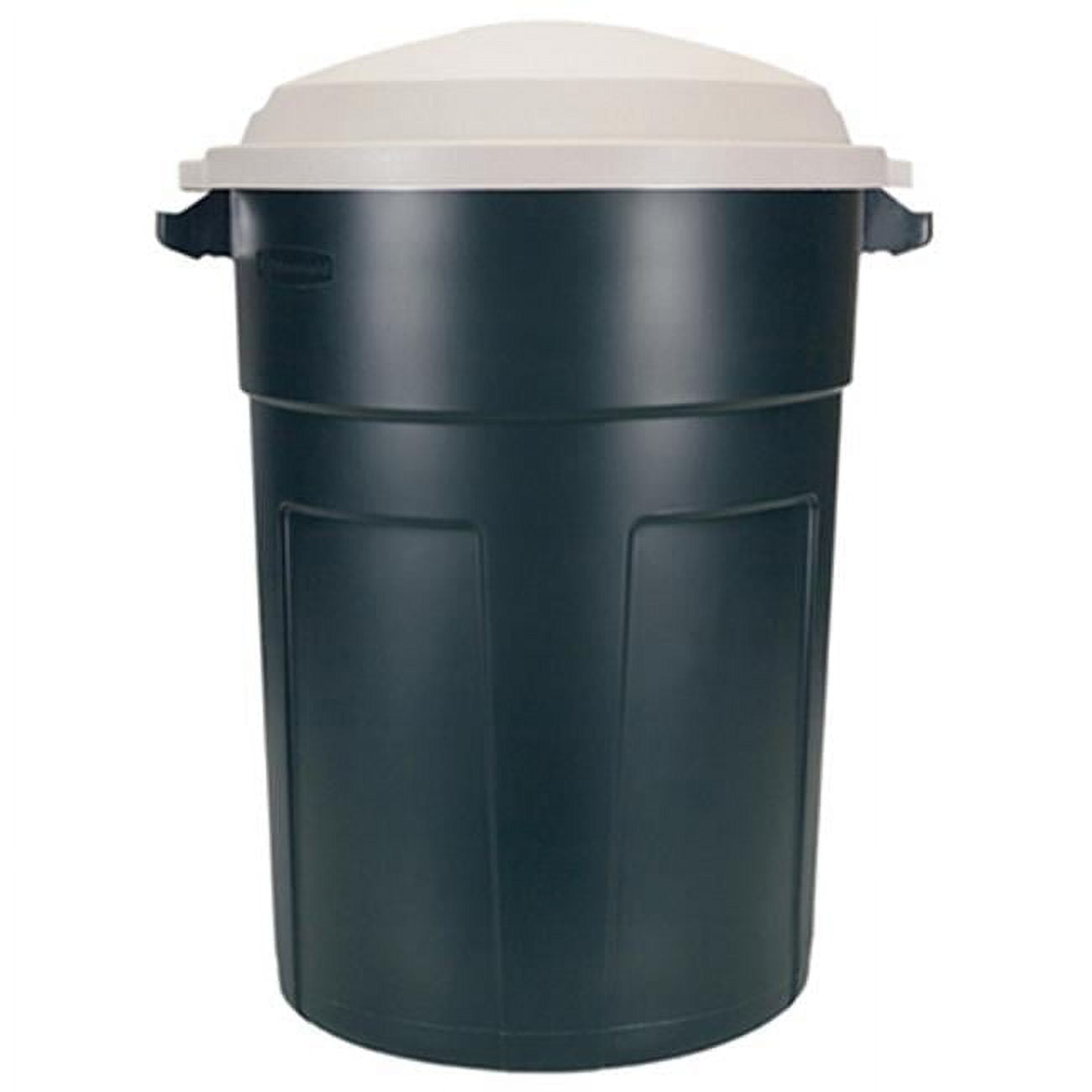 Rubbermaid Plastic Refuse Trash Can with Dark Platinum Lid - 32 Gallon ...