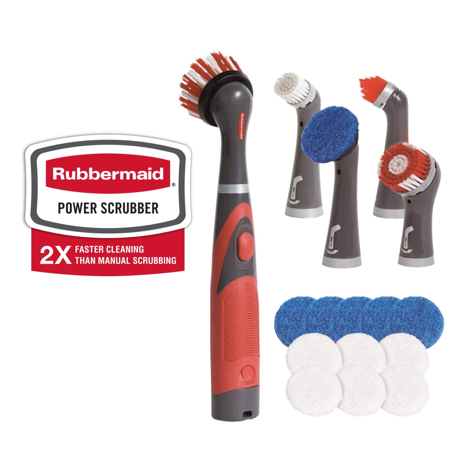 Rubbermaid 2124405 Electric Power Scrubber with Tool Brushes & Heads ...
