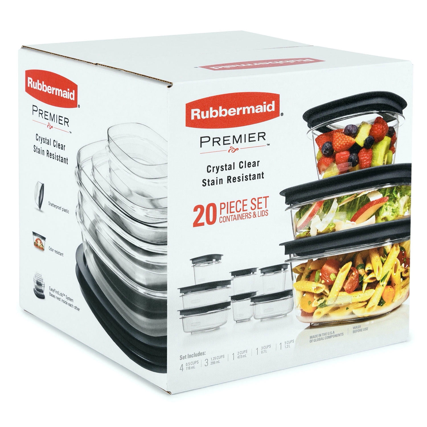 Rubbermaid Premier 20-Piece Food Storage Set with Easy Find Lids ...