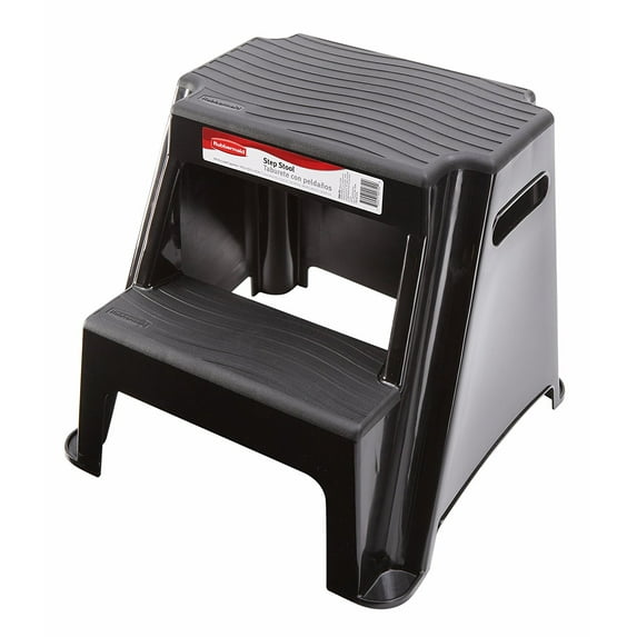 Rubbermaid RM-P2 Heavy Duty 2-Step Molded Plastic Stool with Large Non ...