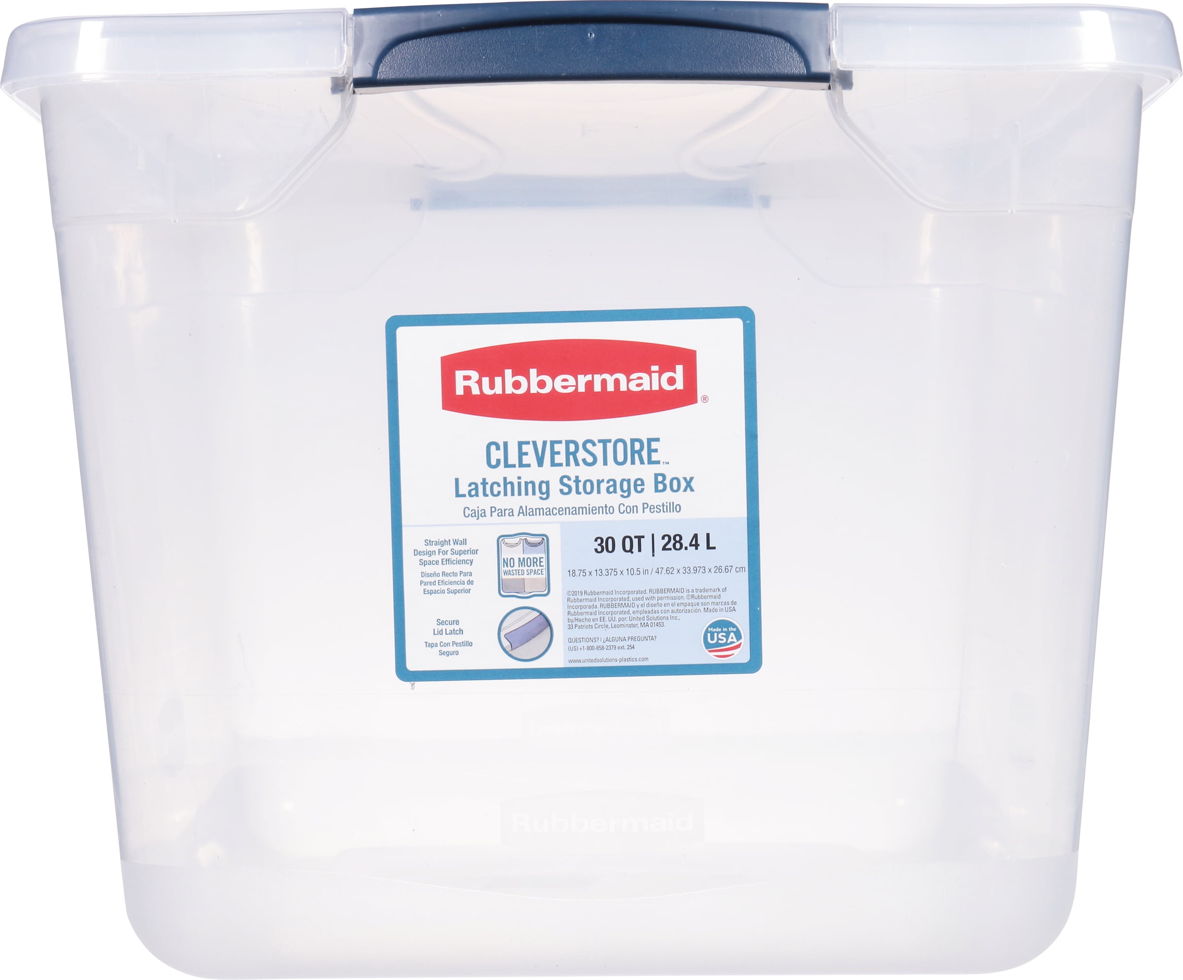Rubbermaid 30 Quart Clever Store Bins Box with Lids, Superior Secure ...