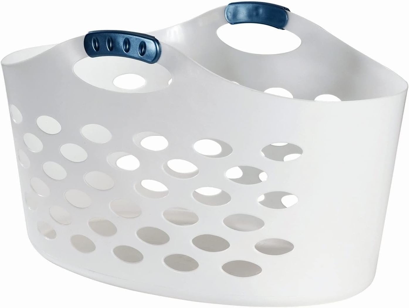 Rubbermaid, Laundry Basket, Rectangular Plastic with Handles, White ...