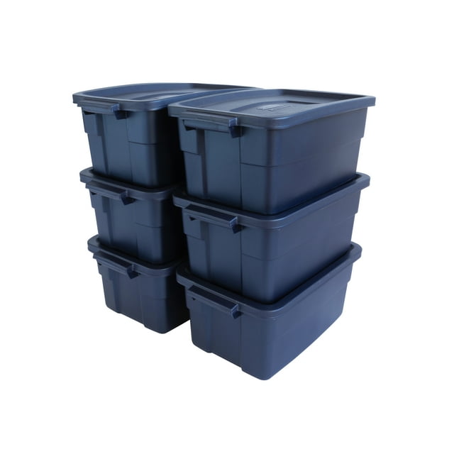 Rubbermaid Small Roughneck 3 Gal Blue Storage Tote Container (6 Pack ...