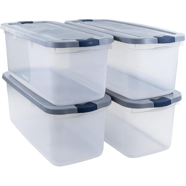 Rubbermaid Roughneck Large 95 Qt. Clear Plastic Storage Tote w/ Gray ...