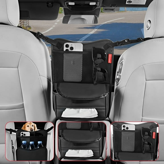 Car Seat Organizer, Back Seat Storage Organizer with 2 Cup Holders and ...