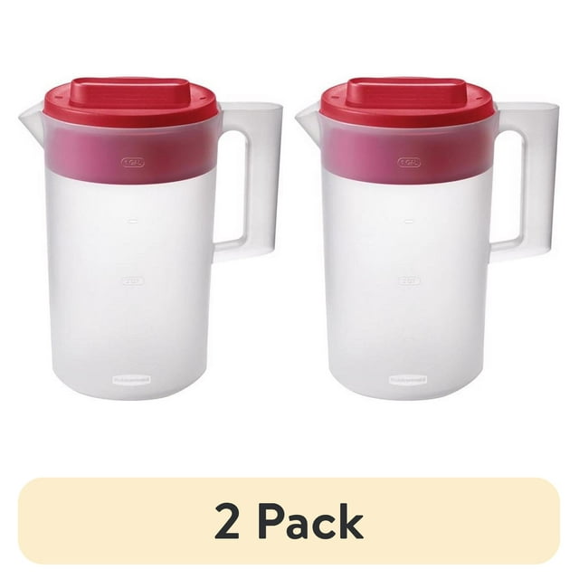 (2 pack) Rubbermaid Simply Pour Clear/Red Pitcher Plastic 1 gal ...