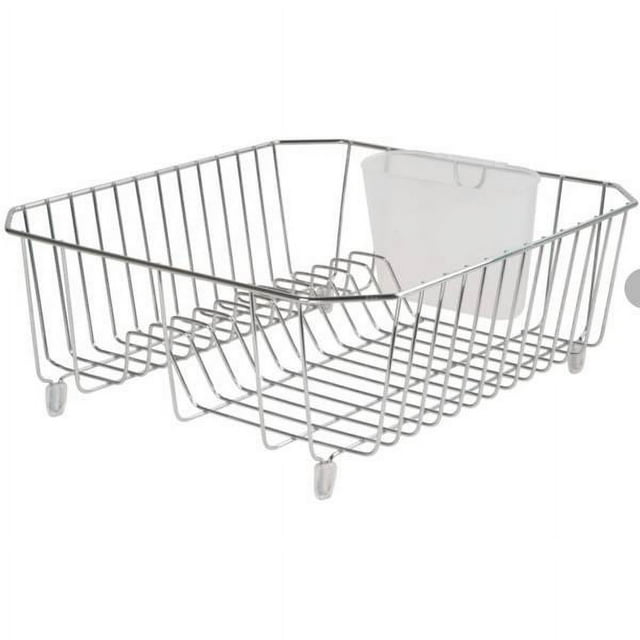 Rubbermaid Small Chrome Antimicrobial Dish Drainer for Kitchen Counter ...