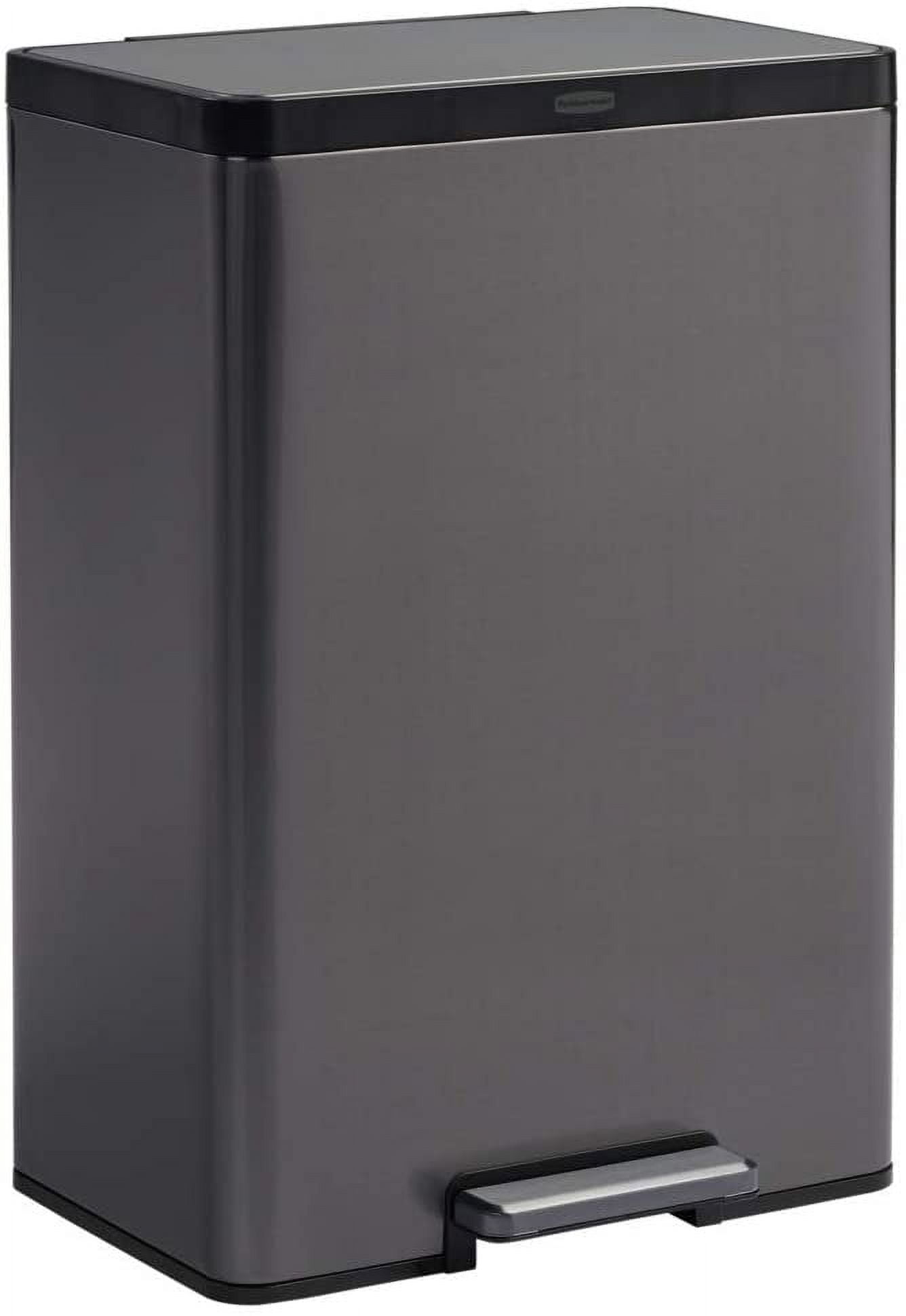 Rubbermaid Large Tall Stainless Steel Step-On Trash Can, Lid Lock, 12 ...