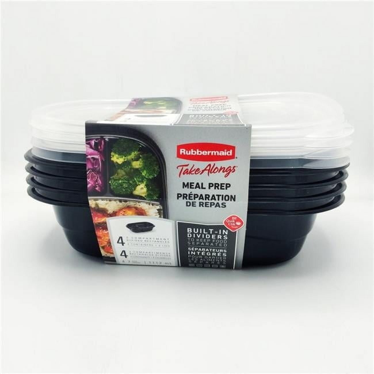 Rubbermaid® TakeAlongs® Divided Food Storage Containers, 4 Pieces, 4.7 ...