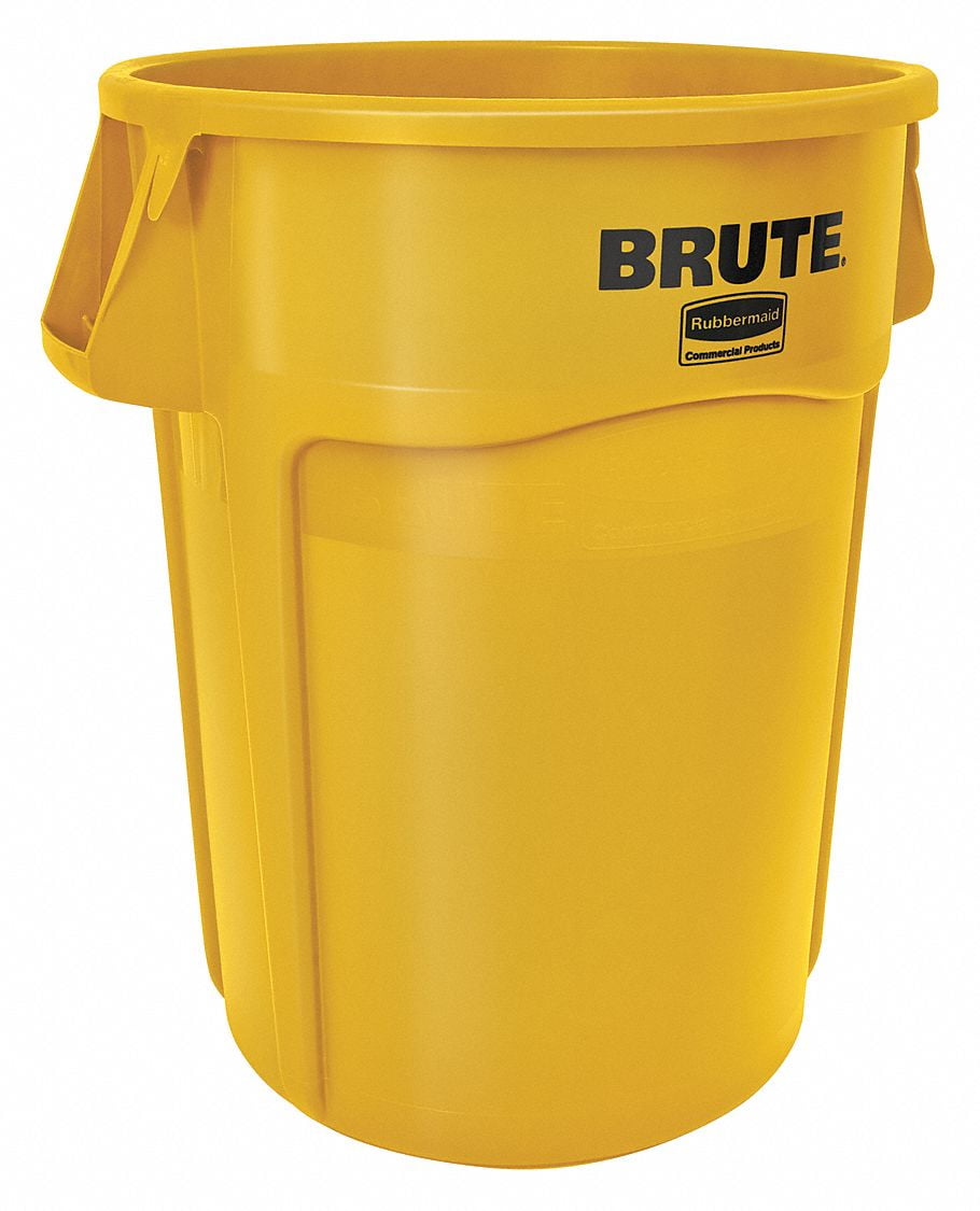 RUBBERMAID BRUTE Round Container - 44-Gallon Capacity - Yellow ...