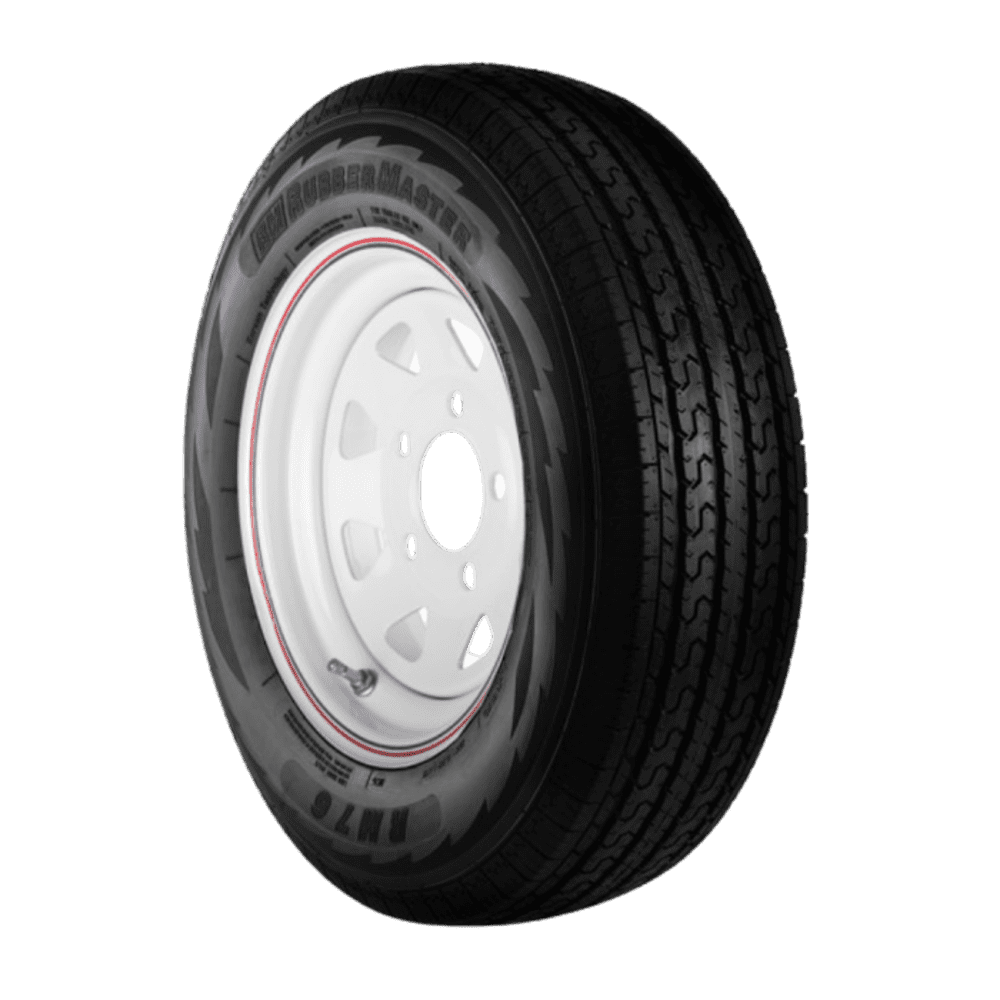 RubberMaster ST205/75R15 6 Ply Highway Rib Tire and 5 on 5 Eight Spoke ...