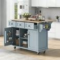 Rubberwood Drop-Leaf Kitchen Cart on Wheels – Mobile Island with ...