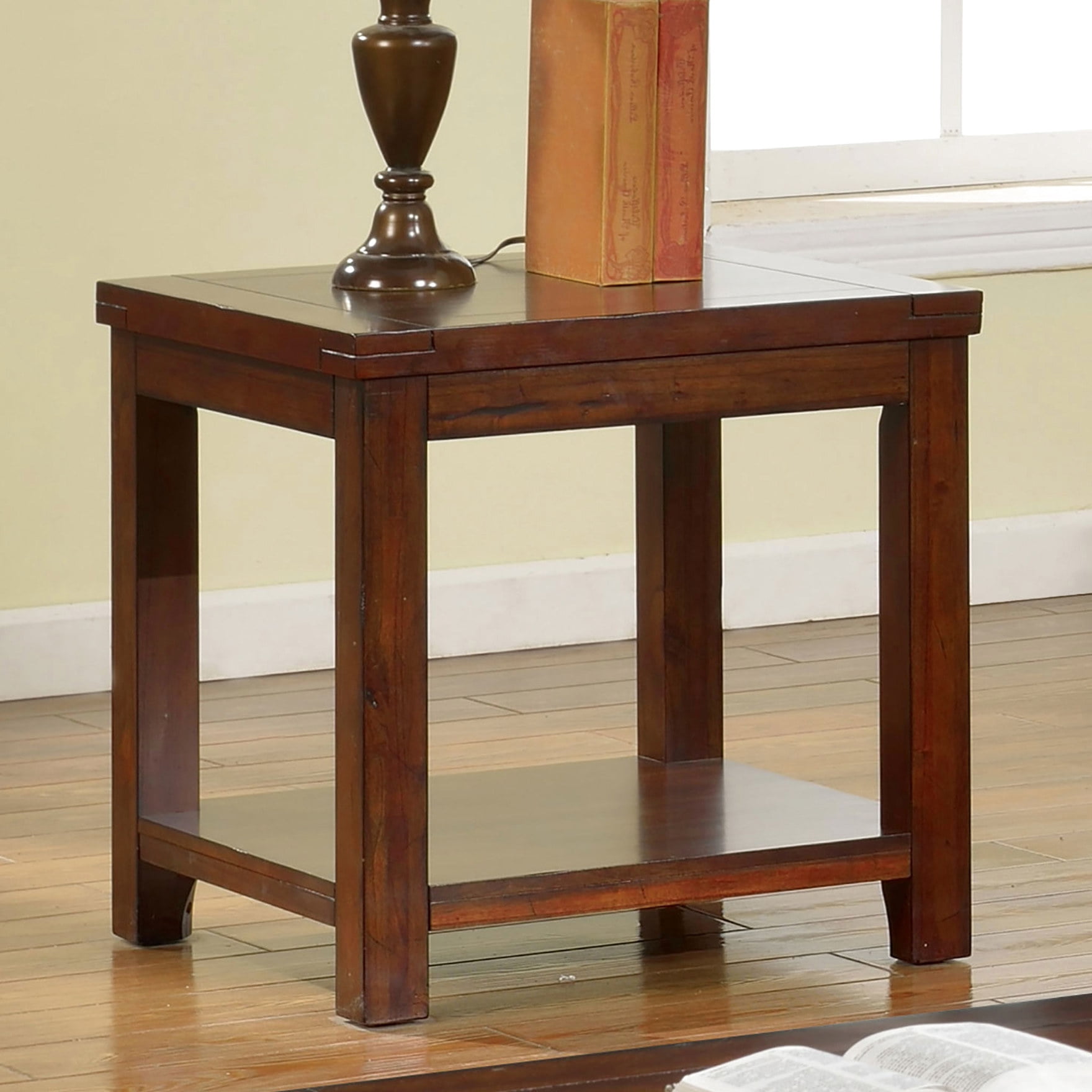 Rubberwood End Table with H-shape Base - Simple Assembly for Your ...