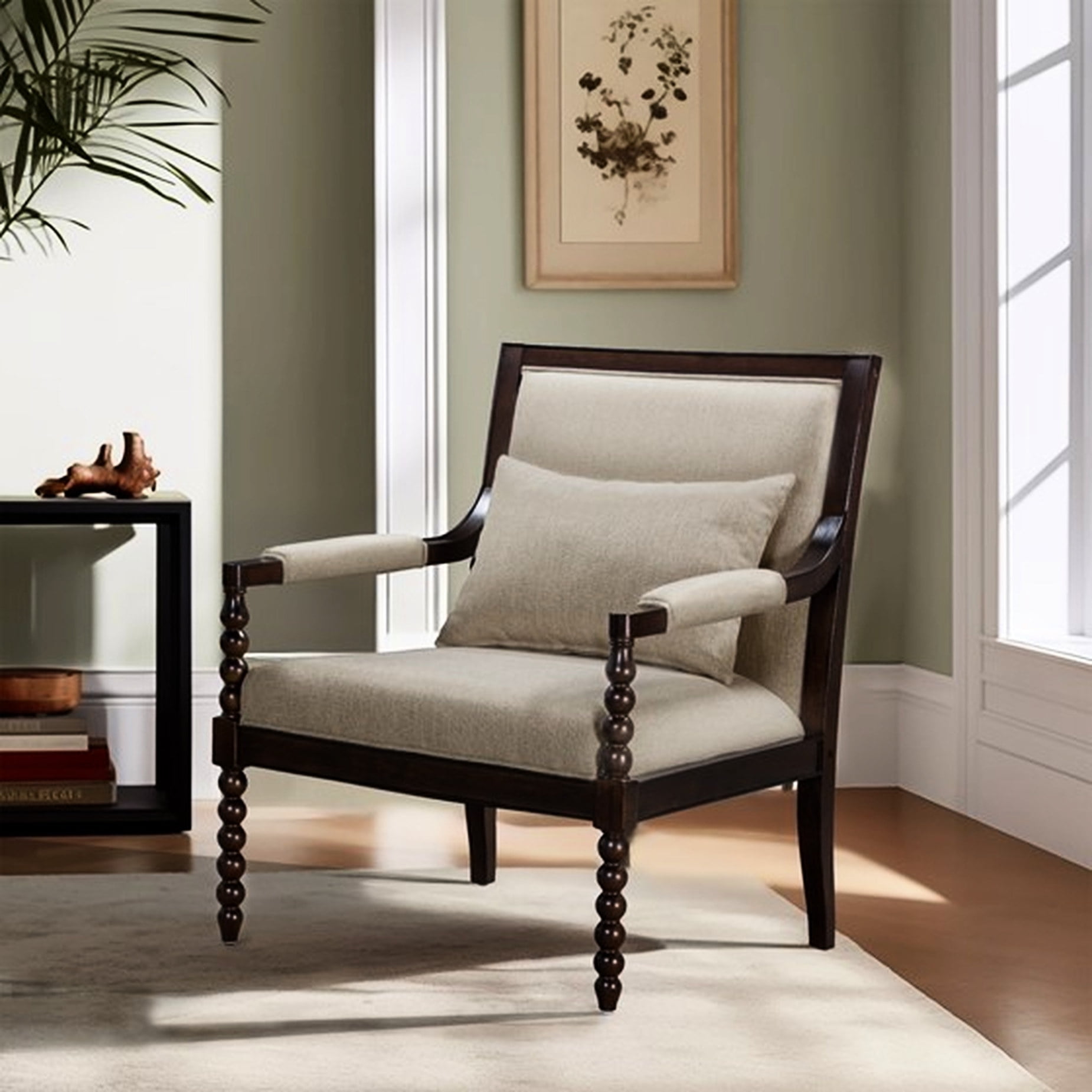 Rubberwood Frame Arm Chair - Adjustable Front Legs - Walmart.com