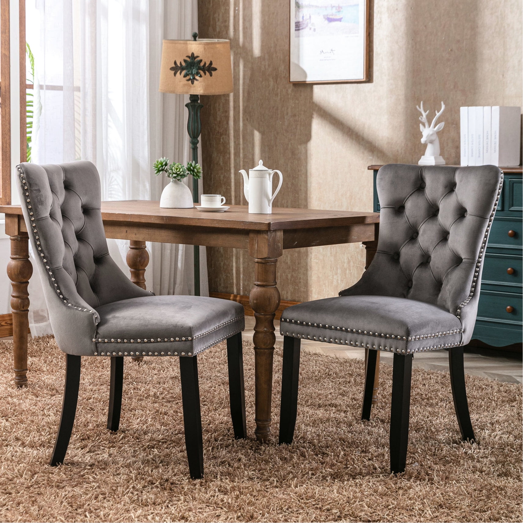 Rubberwood Frame, Decorative Rivets / Comfortable Dining Chairs for ...