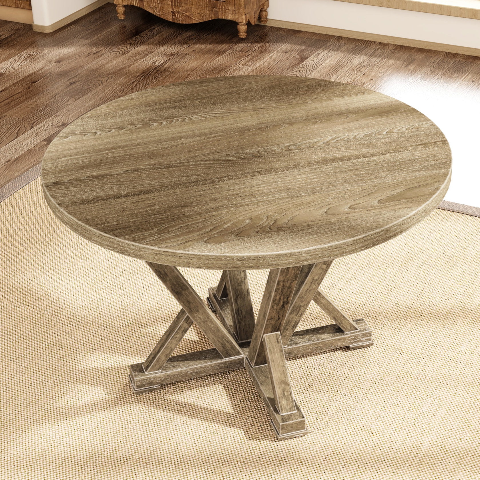 Rubberwood Round Table | Rustic Style for Kitchen & Dining | Dining ...