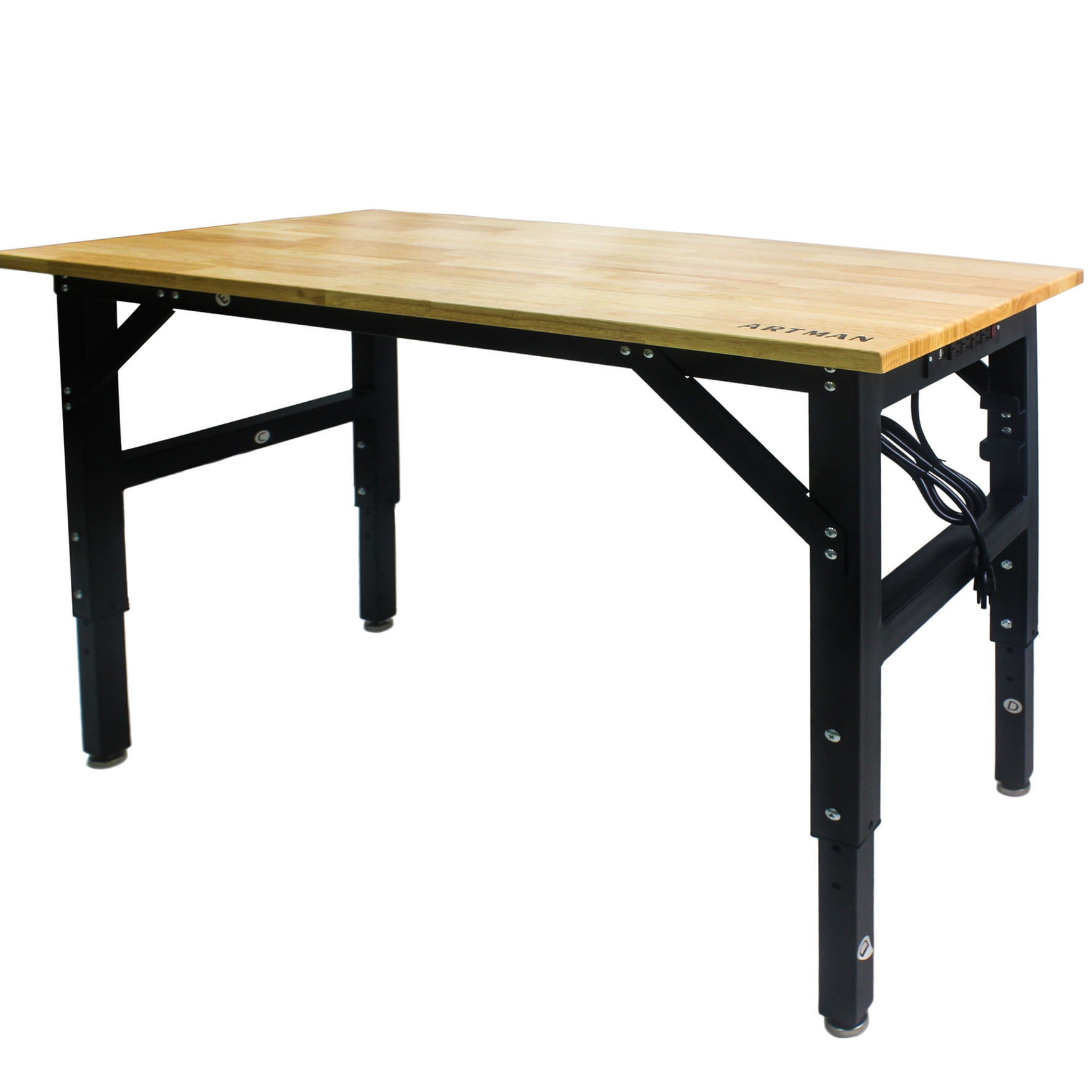 Rubberwood Tabletop Metal Worktable with Adjustable Legs - Suitable for ...