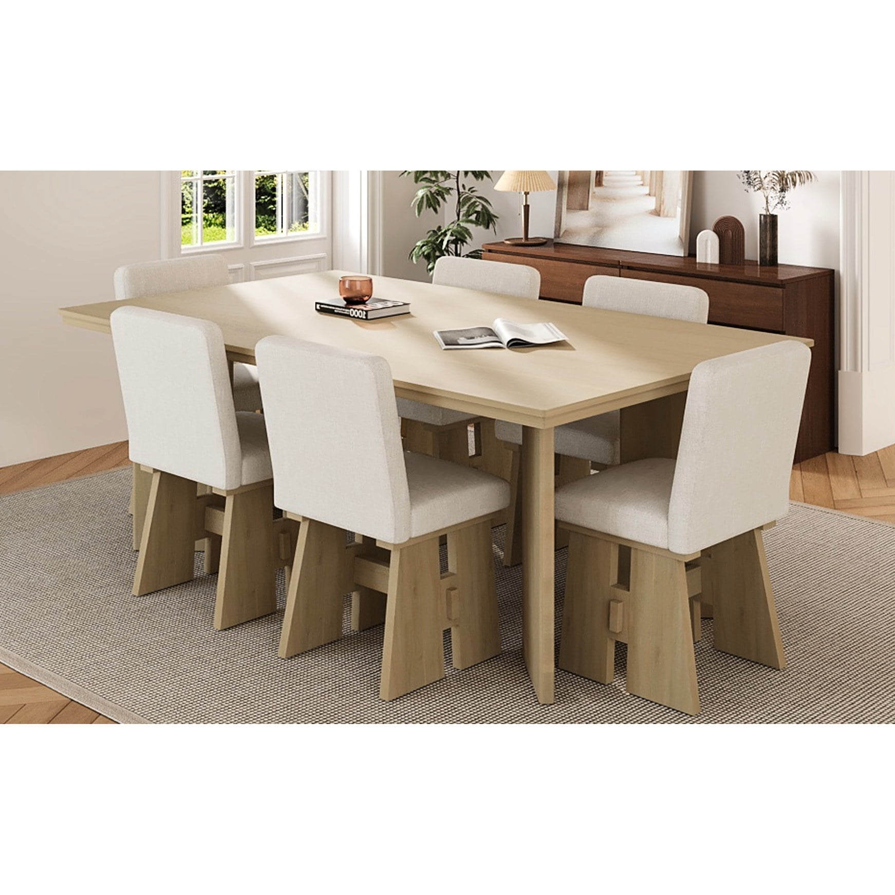 Rubberwood frame - 6 chairs for seating - Regular meals - Aesthetically ...