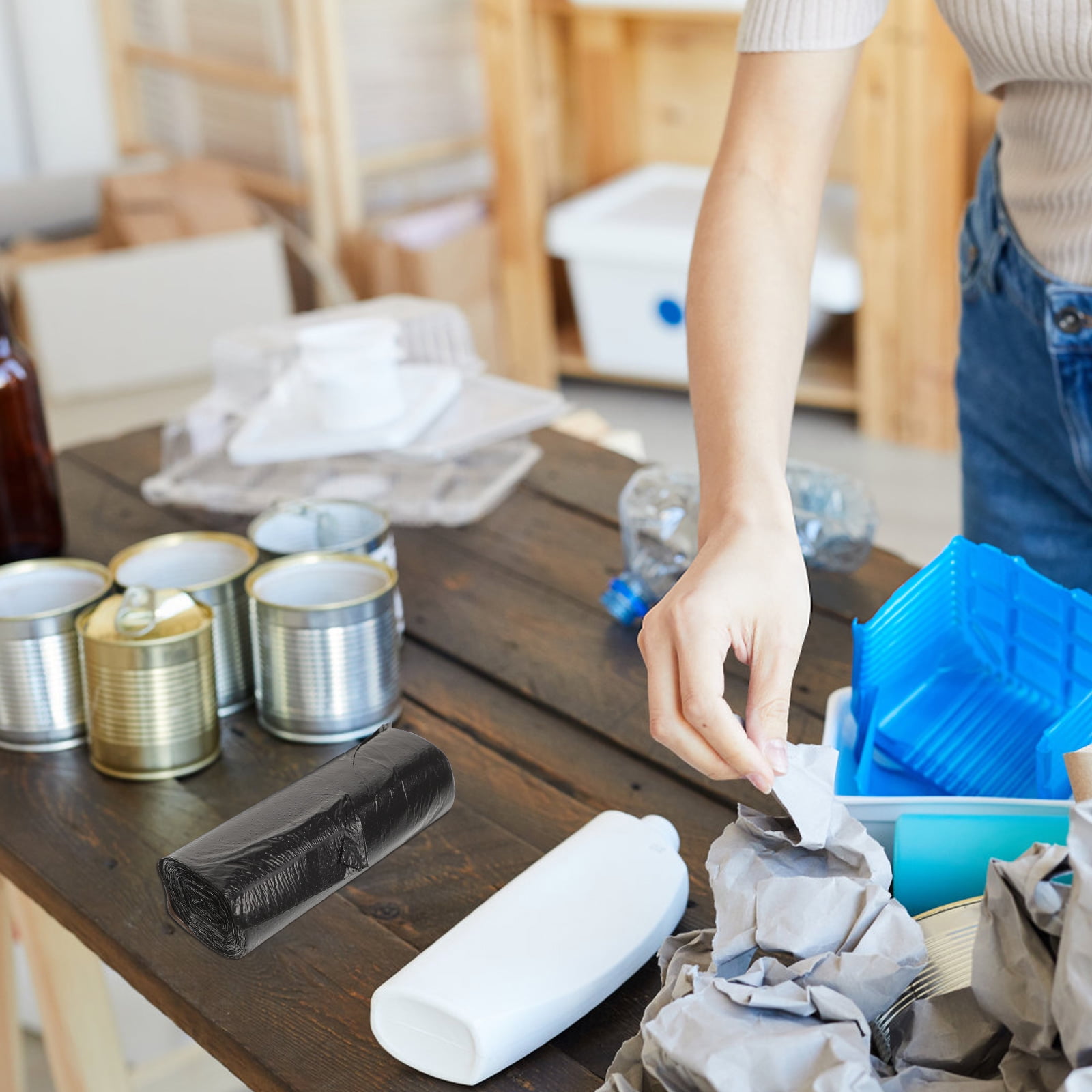 Rubbish Bag100Pcs Thickening Garbage Bags Disposable Plastic Rubbish ...