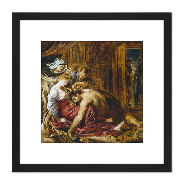 Rubens Samson And Delilah Painting 8X8 Inch Square Wooden Framed Wall ...