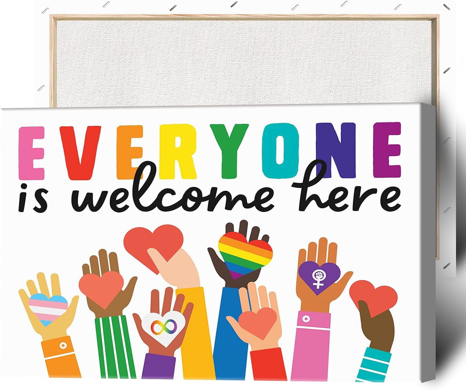 Rubeoxn Everyone Is Welcome Here Posters Inclusion Racism Equality Prints Painting Inspirational ...