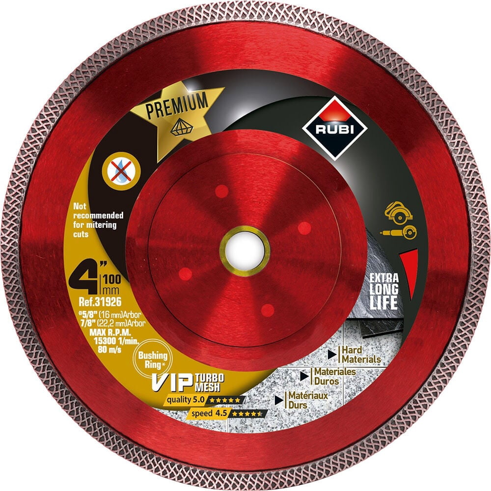 Rubi Tools Vip 4 Inch Premium Turbo Mesh Rim Diamond Blade For Hard ...