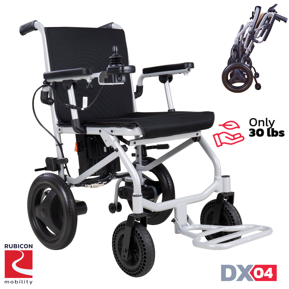 Rubicon Lightweight (30lbs) Foldable Electric Wheelchair: Travel ...