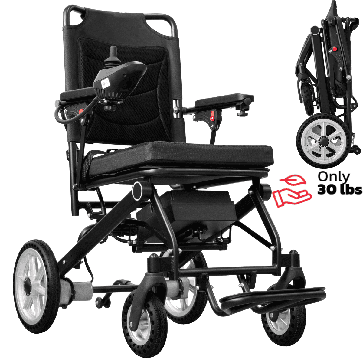 Rubicon Lightweight Electric Wheelchair - Foldable, Detachable Battery ...