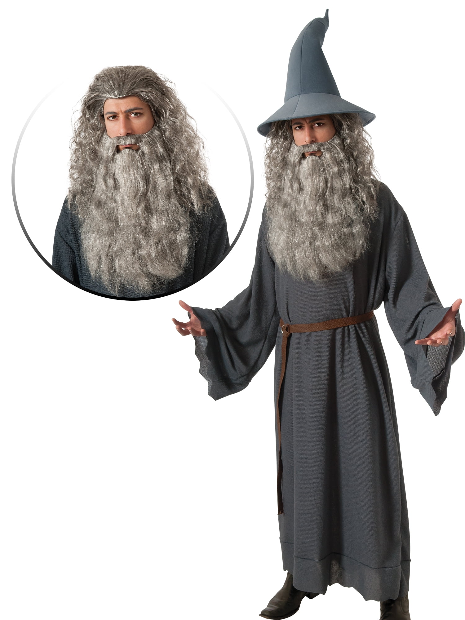 Rubie's Adult Gandalf Halloween Costume Kit with Robe, Hat, Belt, and ...